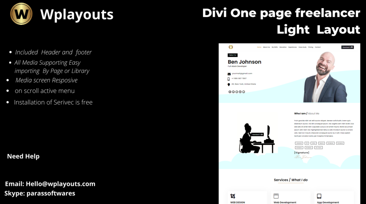 Divi One page Layouts | Love one page Divi website